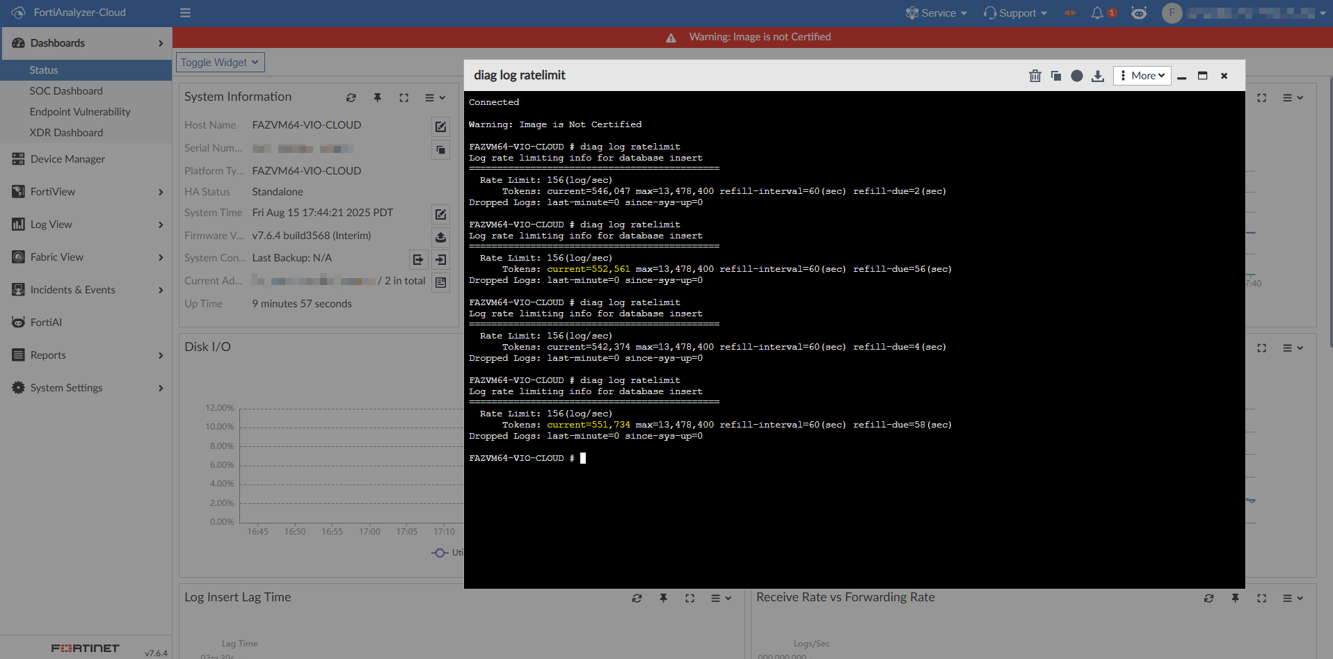 Log insertion rate limits | FortiAnalyzer Cloud 7.6.4 | Fortinet Document Library